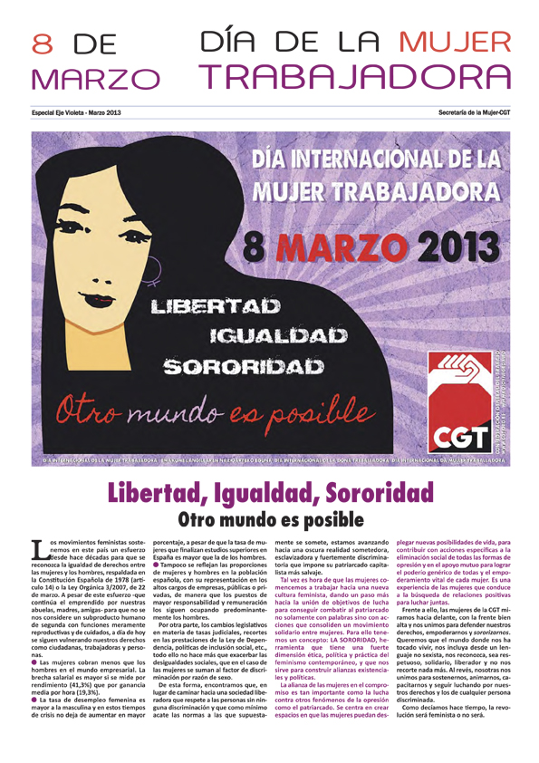 Separata 8 De Marzo Día Internacional De La Mujer Trabajadora Marzo